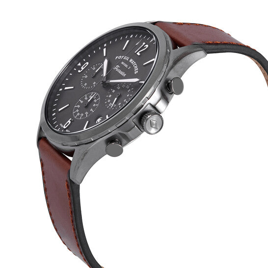 Home Fossil FS5815 Forrester Chronograph Grey Dial Brown Leather Men's ...